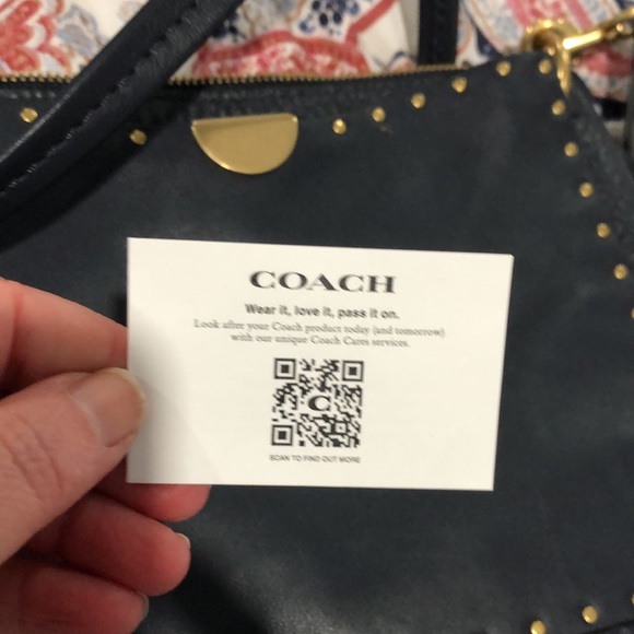 Coach | Bags | Coach Navy Purse With Gold Rivets | Poshmark